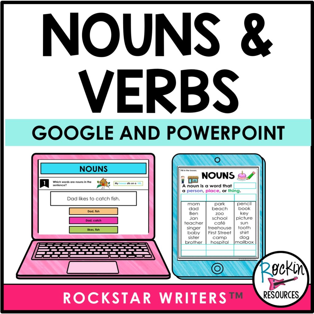 Digital Nouns and Verbs - Google and Powerpoint - Rockin Resources