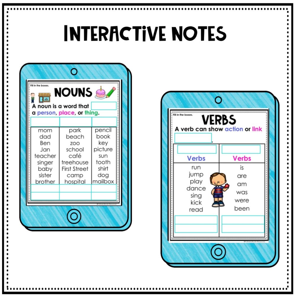 Digital Nouns and Verbs - Google and Powerpoint - Rockin Resources