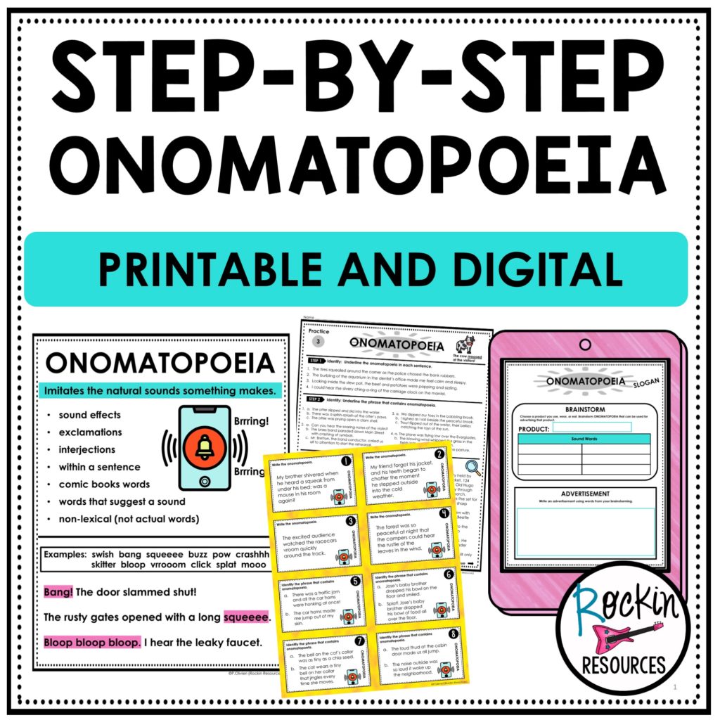 ONOMATOPOEIA UNIT | FIGURATIVE LANGUAGE | PRINTABLE AND DIGITAL ...