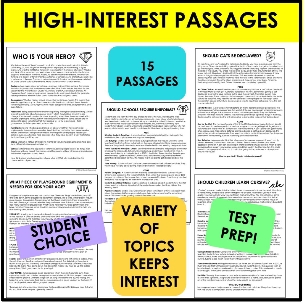 Opinion Writing Prompt Passages - Rockin Resources