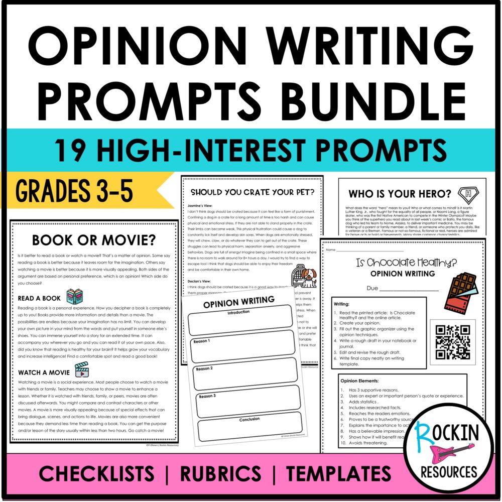 Opinion Writing Prompts Bundle - Rockin Resources