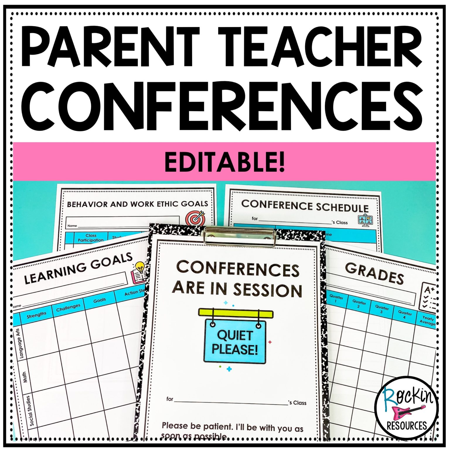 Parent Teacher Conference Forms- Editable - Rockin Resources