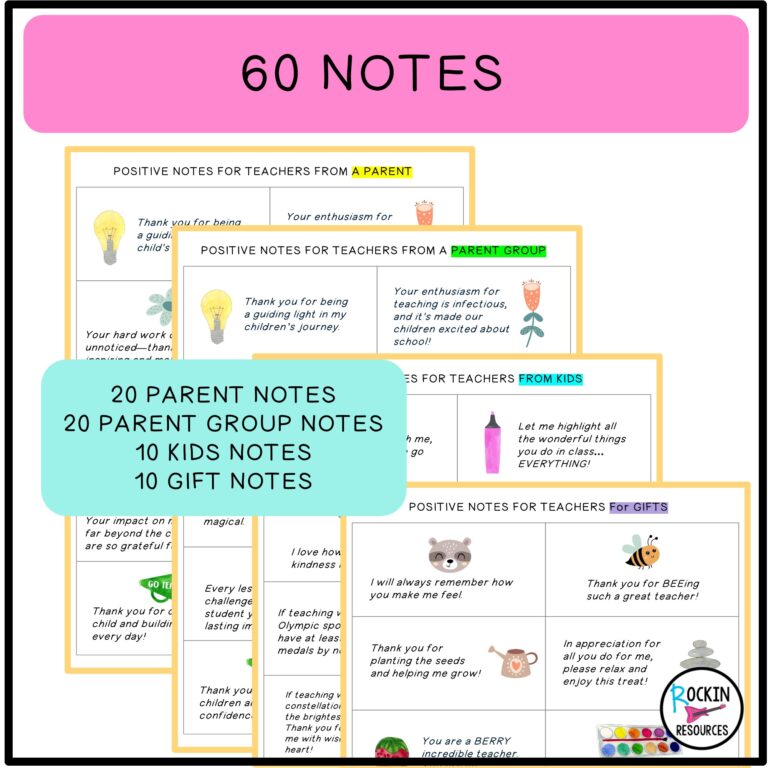 POSITIVE NOTES FOR TEACHERS - TEACHER APPRECIATION - FROM PARENTS KIDS ...
