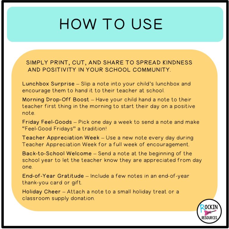 POSITIVE NOTES FOR TEACHERS - TEACHER APPRECIATION - FROM PARENTS KIDS ...
