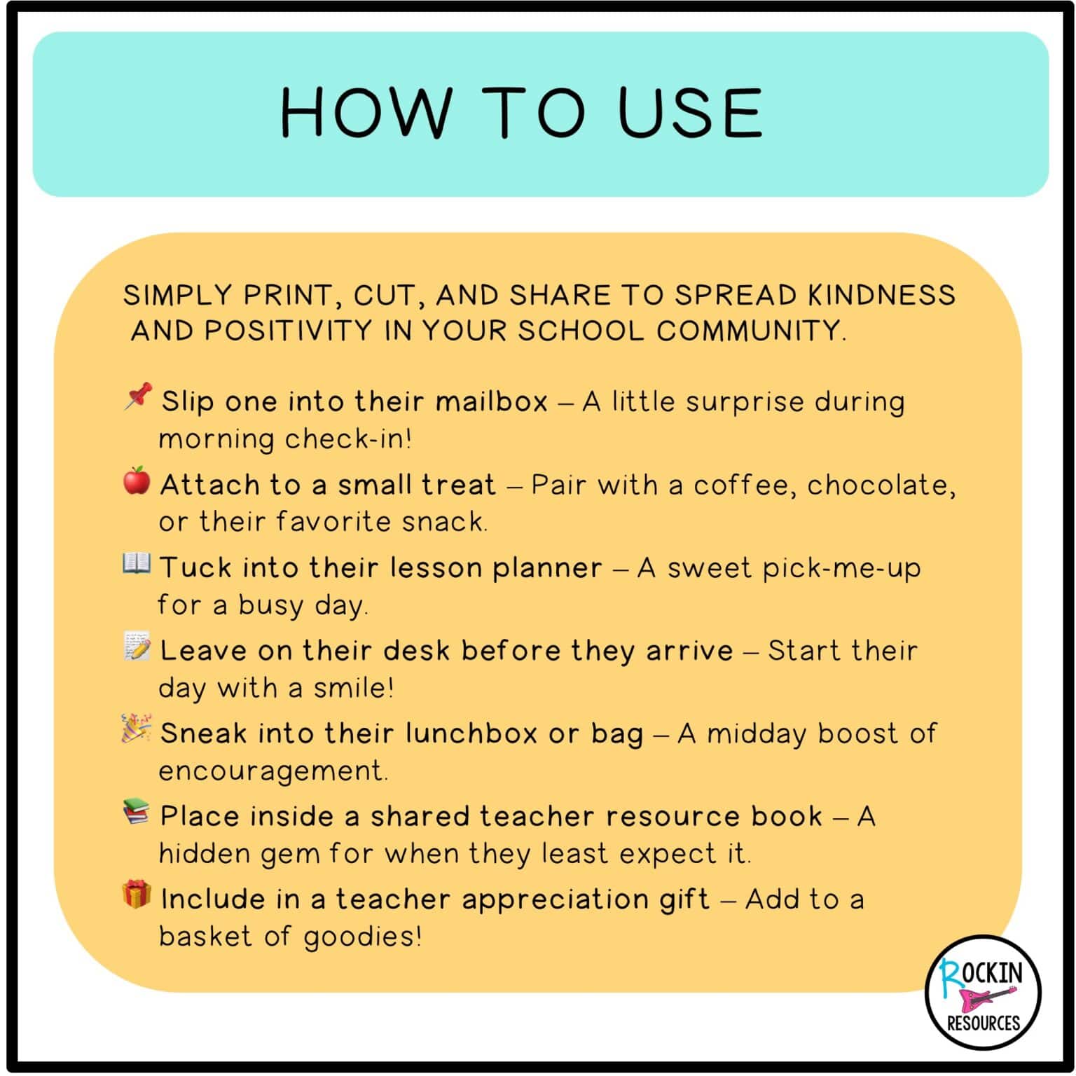 POSITIVE NOTES FOR TEACHERS - TEACHER BESTIE NOTES - Rockin Resources
