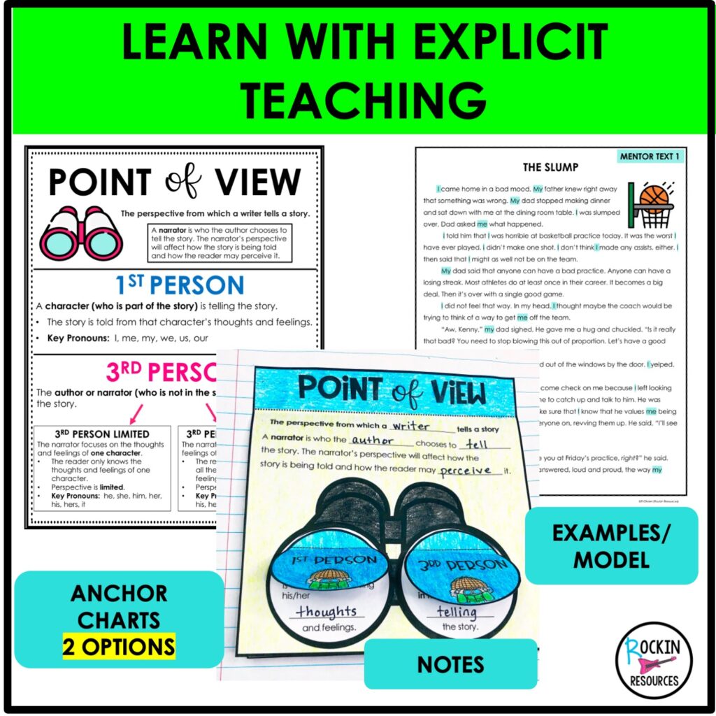 4th Grade Point of View Activities Point of View Task Cards | Distance ...