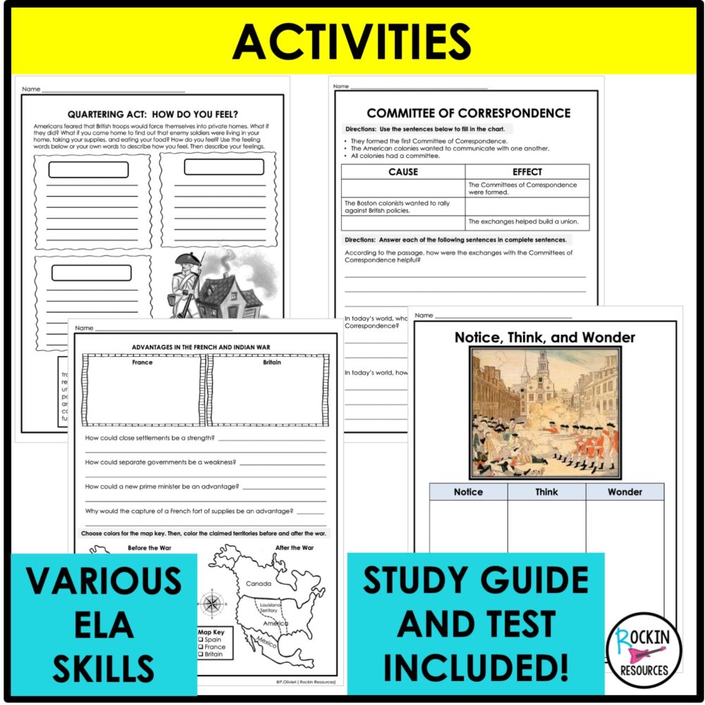 Revolutionary War Causes Unit - Rockin Resources