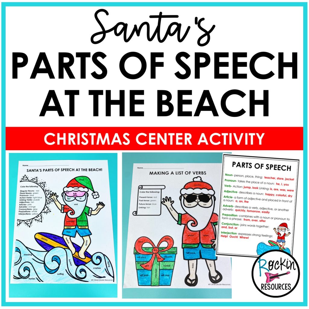 Christmas Literacy Activity | Santa's Parts of Speech | Christmas ...