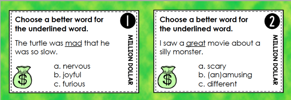 Writing Mini Lesson #28- Million Dollar Words- WORD CHOICE - Rockin ...