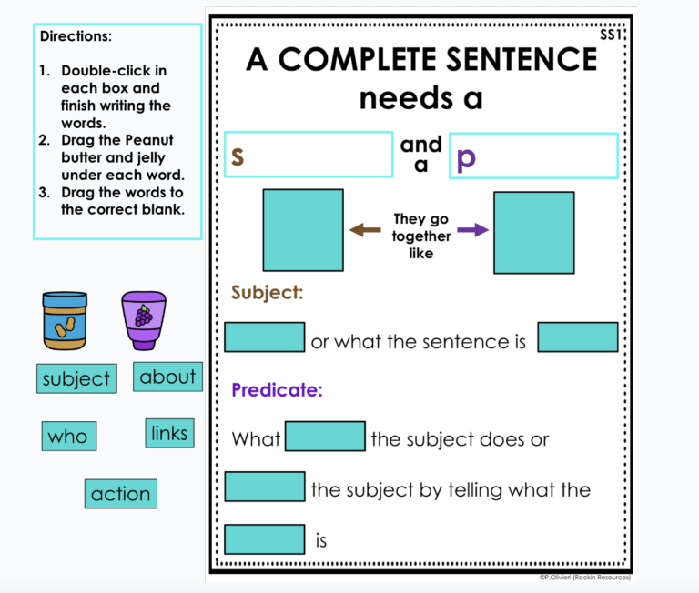 Writing Mini Lesson #2- Complete Sentences - Rockin Resources