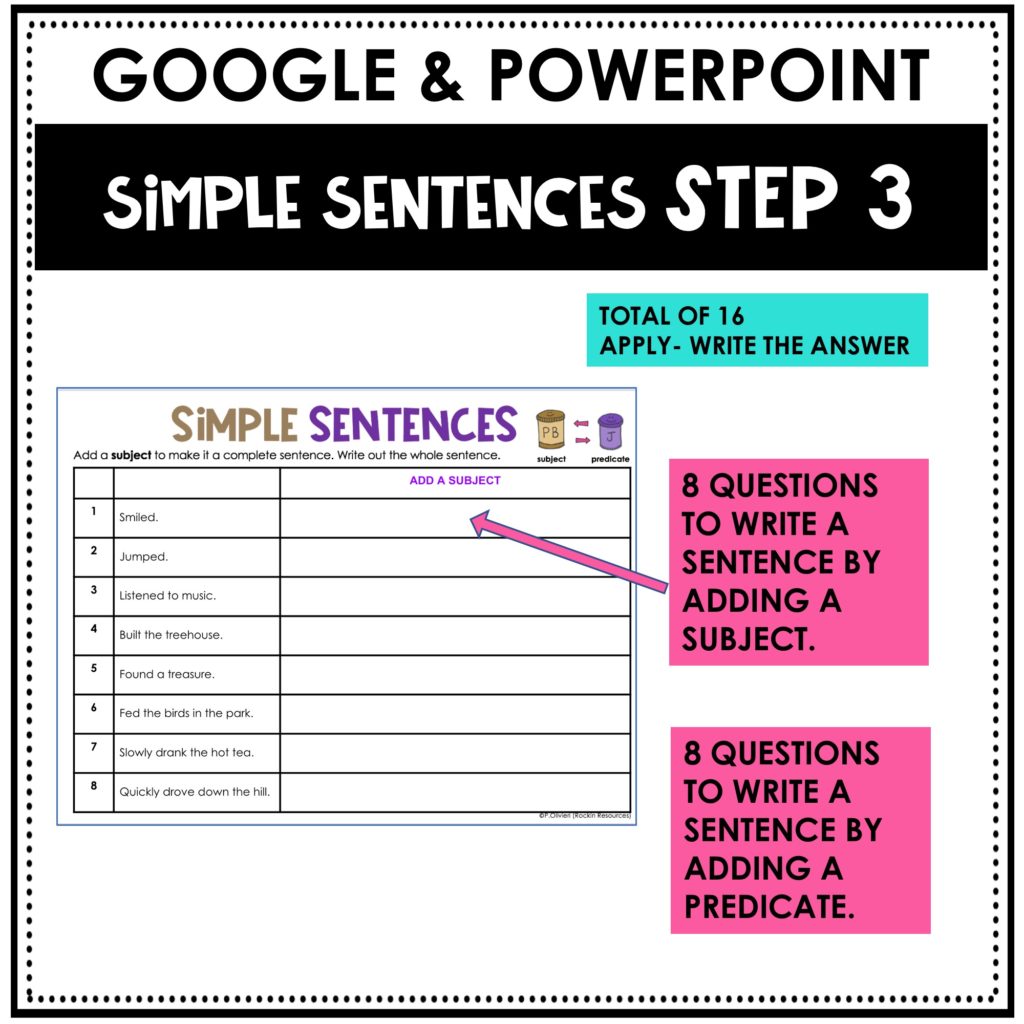 3rd Grade Digital Step-by-Step Simple Sentences Practice - Rockin Resources