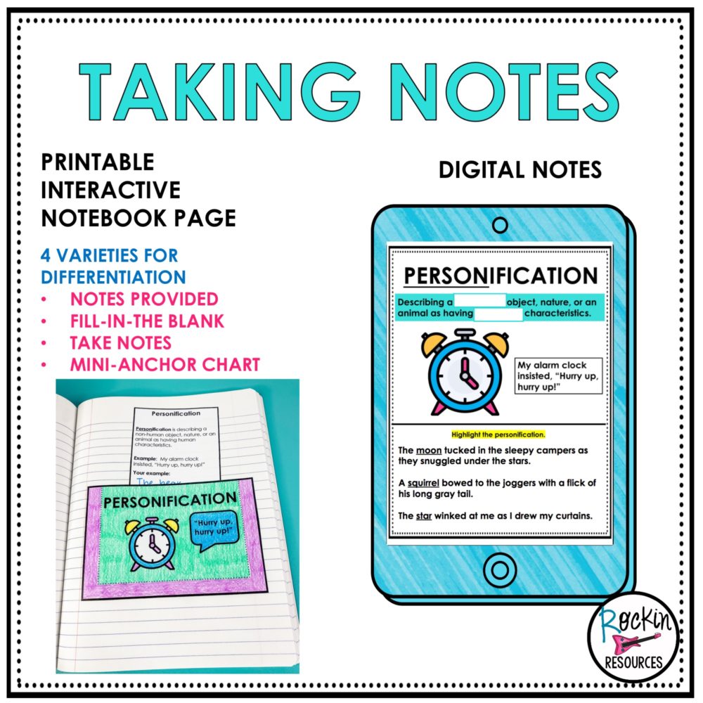 PERSONIFICATION | FIGURATIVE LANGUAGE | DIGITAL AND PRINTABLE - Rockin ...
