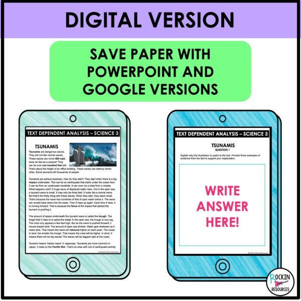 3rd Grade Text Dependent Analysis (TDA) Text Evidence Writing - Rockin ...