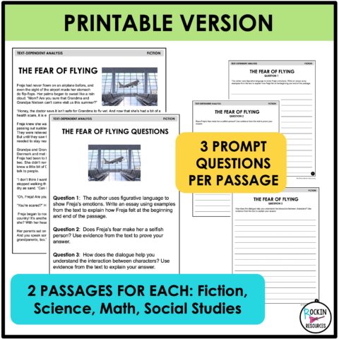 3rd Grade Text Dependent Analysis (TDA) Text Evidence Writing - Rockin ...