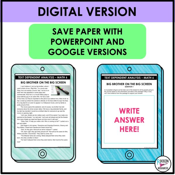 5th Grade Text Dependent Analysis (TDA) Text Evidence Writing - Rockin ...