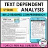 5th Grade Text Dependent Analysis (TDA) Text Evidence Writing - Rockin ...