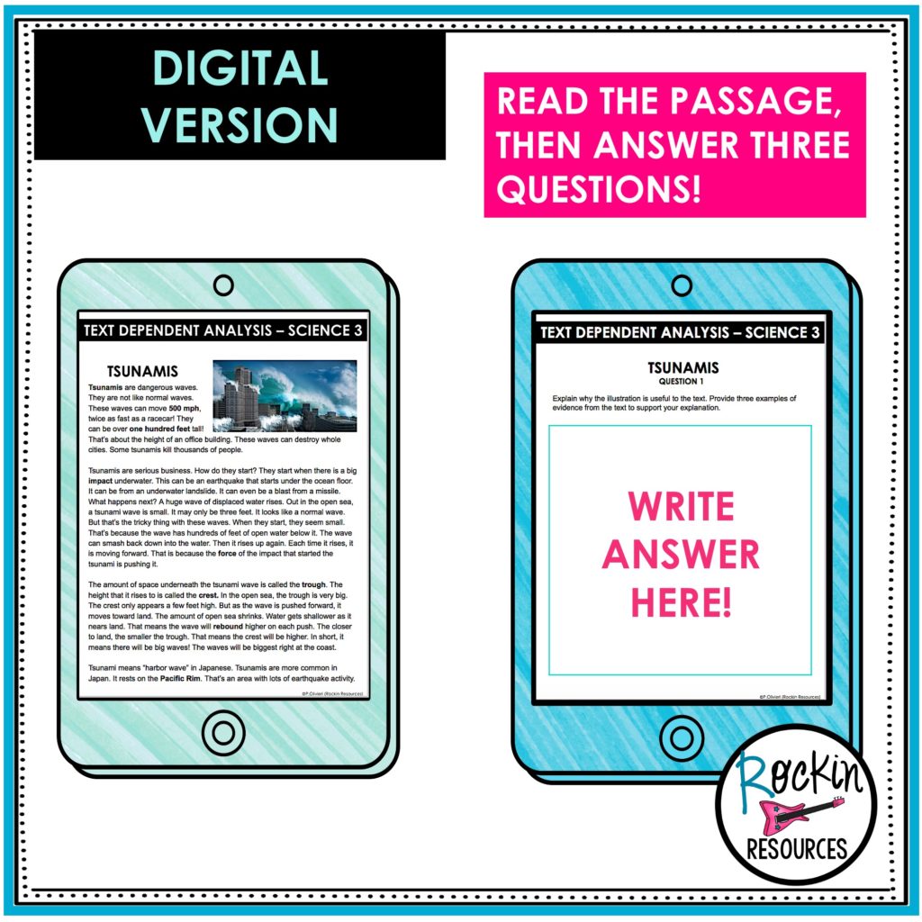 3rd Grade Text Dependent Analysis (TDA) Text Evidence Writing - Rockin ...