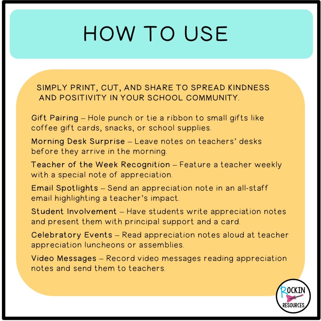 POSITIVE NOTES FOR TEACHERS - ADMIN - TEACHER APPRECIATION - Rockin ...