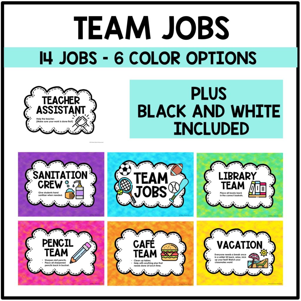 Editable Classroom Team Jobs - Rockin Resources