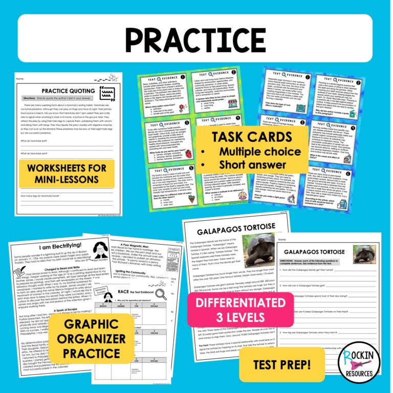 Text Evidence Bundle - Task Cards - Reading Passages - Reading ...