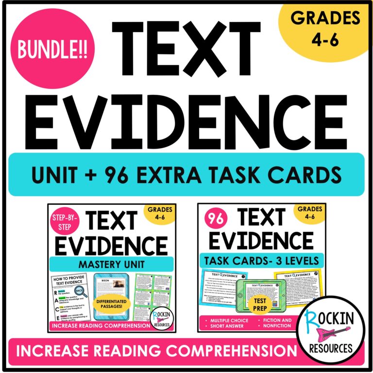Text Evidence Bundle - Task Cards - Reading Passages - Reading ...