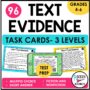 TEXT EVIDENCE TASK CARDS, READING COMPREHENSION, TEST PREP TASK CARDS ...