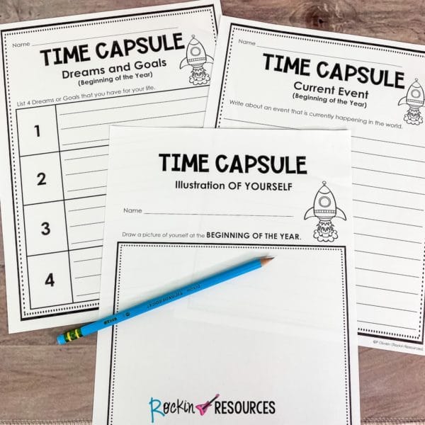 Time Capsule Activity for Back to School and End of Year - Rockin Resources