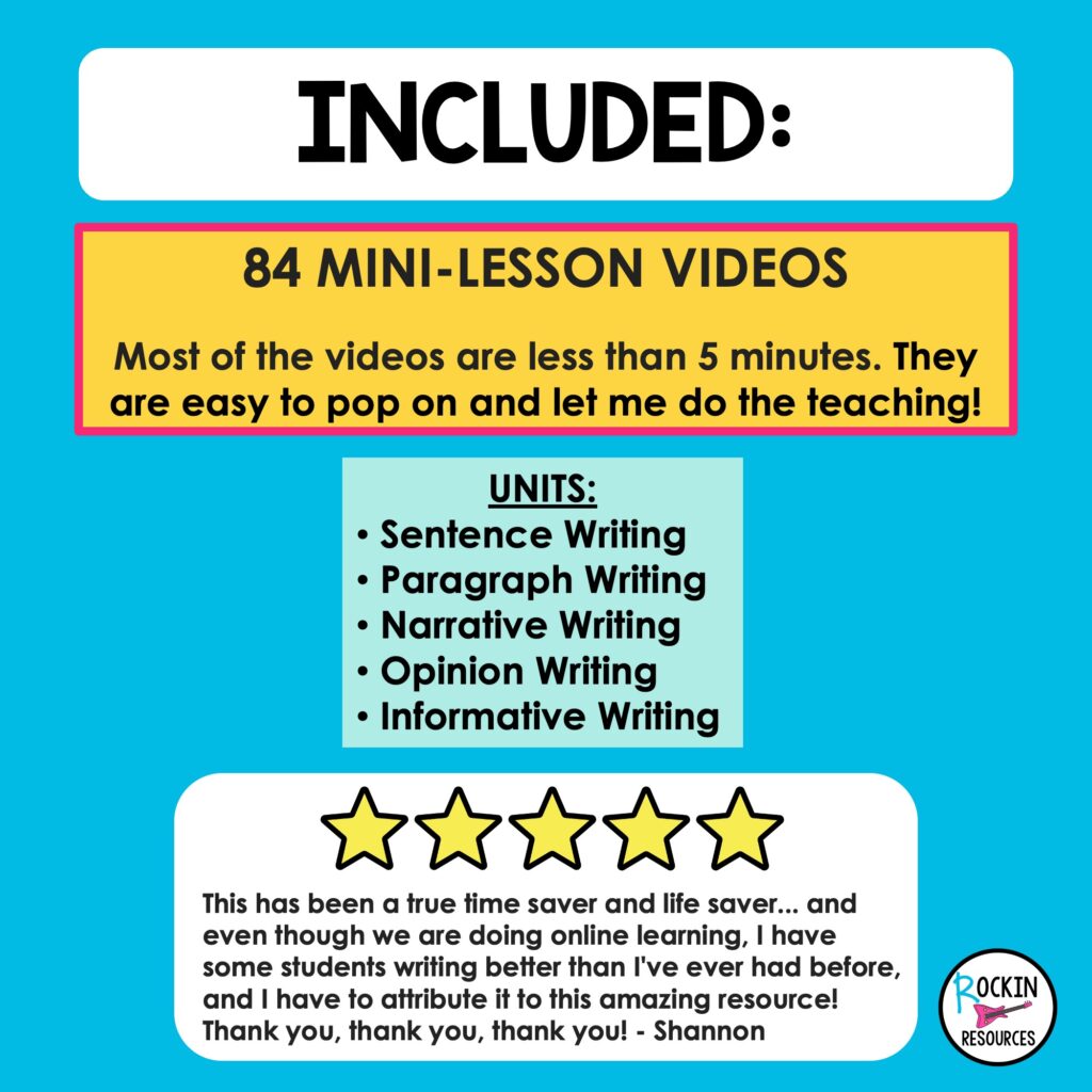 TPT STEP-BY-STEP WRITING® VIDEOS FOR PARAGRAPH AND ESSAY WRITING ...