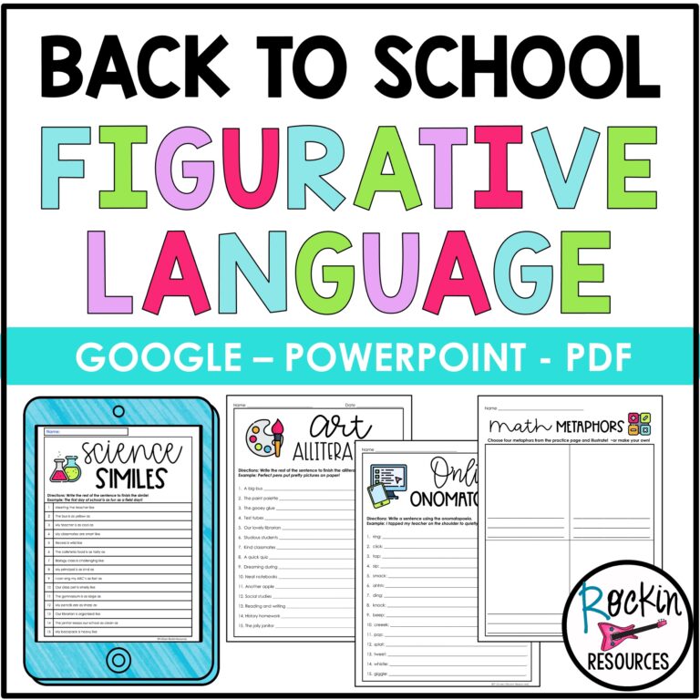 Back to School Figurative Language | August | September - Rockin Resources