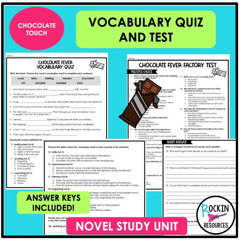 Chocolate Fever Novel Unit - Rockin Resources