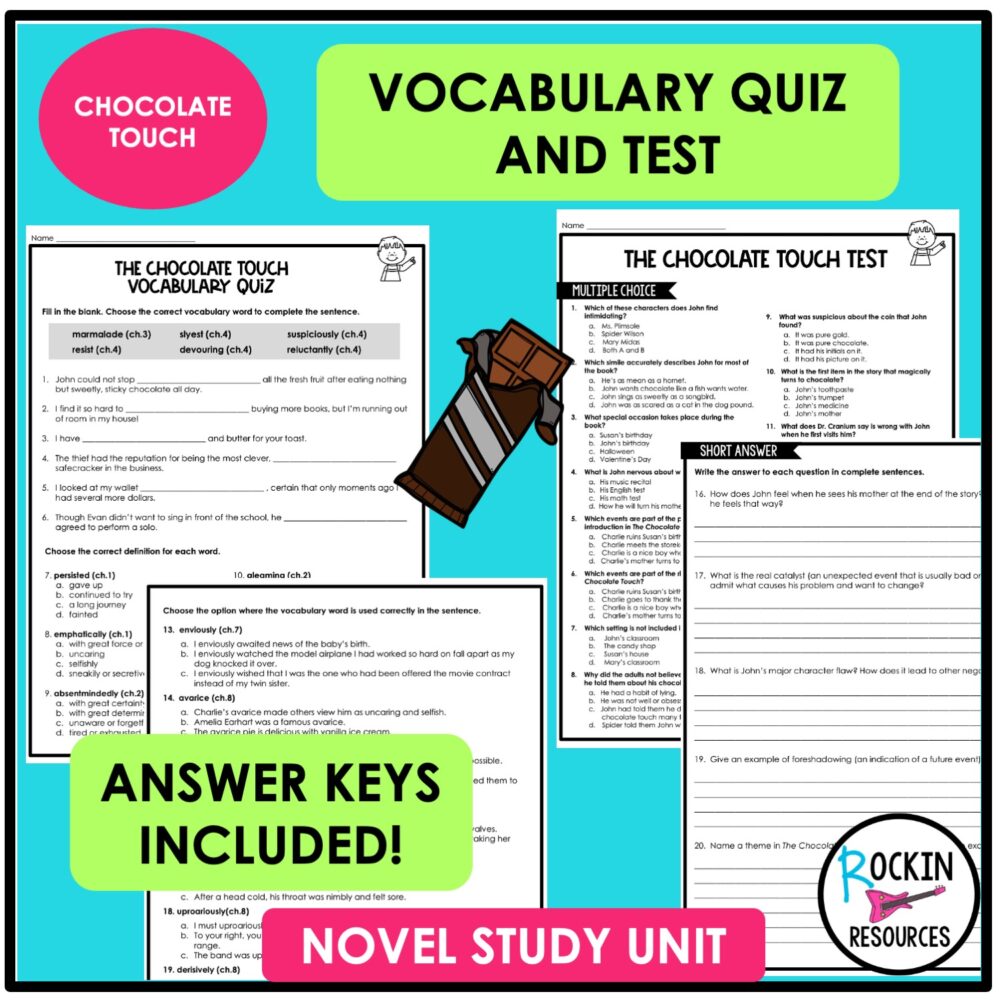 The Chocolate Touch Novel Unit - Rockin Resources