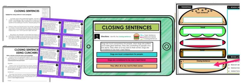 Writing Mini Lesson #7- CLOSING SENTENCES AND CLINCHERS - Rockin Resources