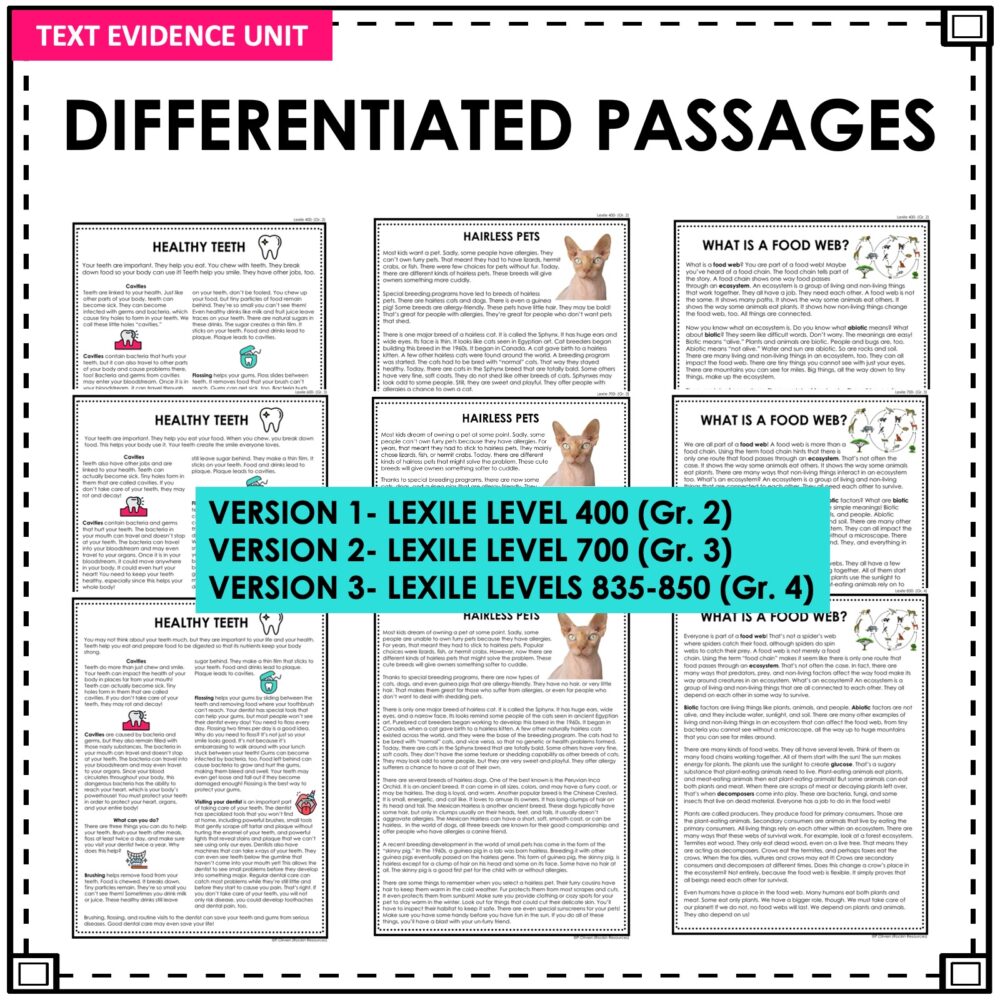 TEXT DEPENDENT ANALYSIS 3RD GRADE AND TEXT EVIDENCE UNIT BUNDLE ...