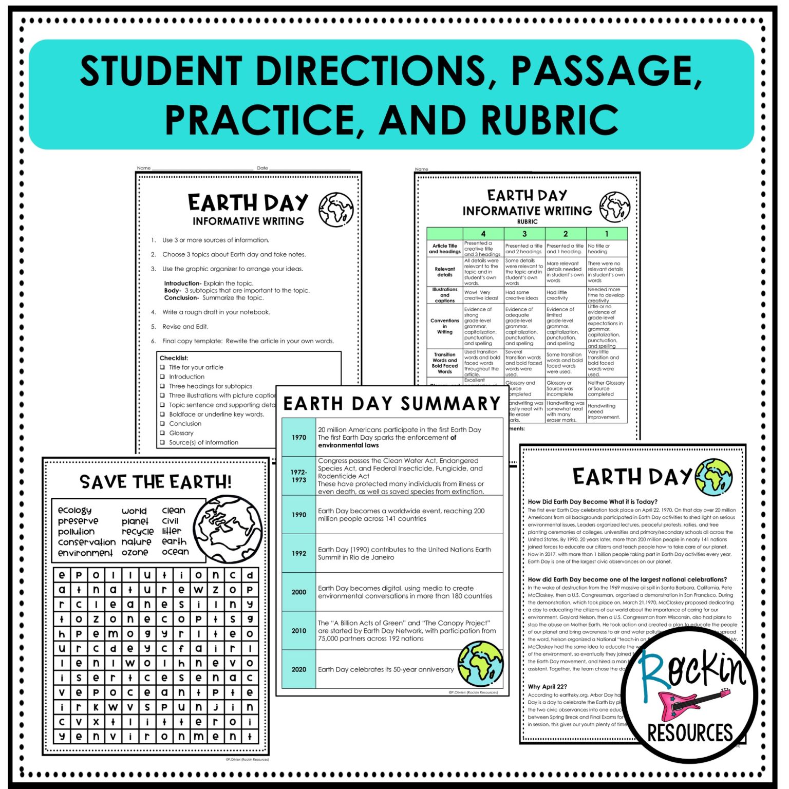 Earth Day Writing Activity- Informative Writing Activity - Rockin Resources