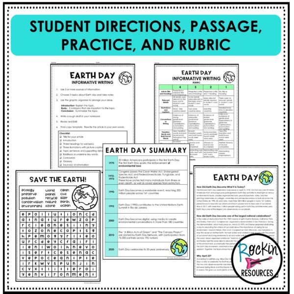 Earth Day Writing Activity- Informative Writing Activity - Rockin Resources