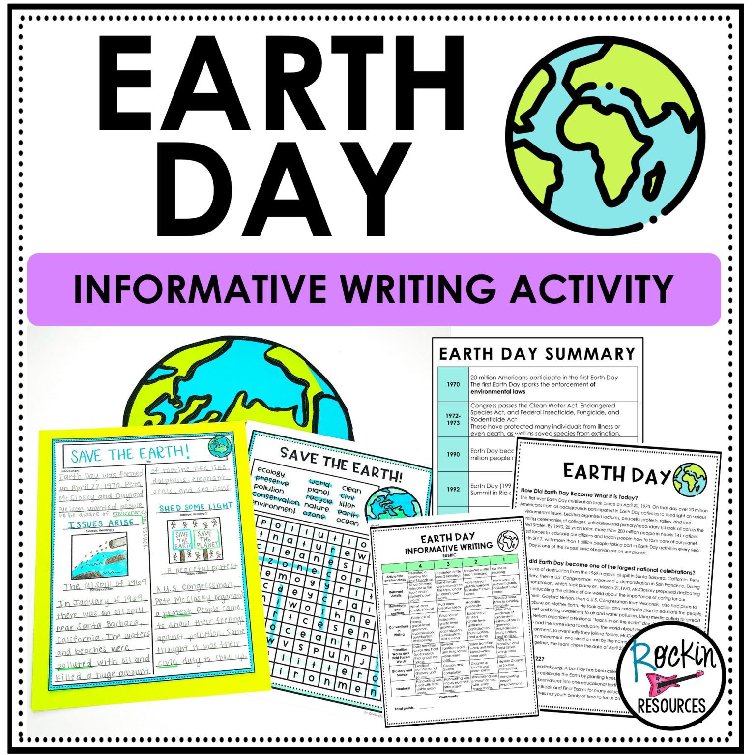 Earth Day Writing Activity- Informative Writing Activity - Rockin Resources