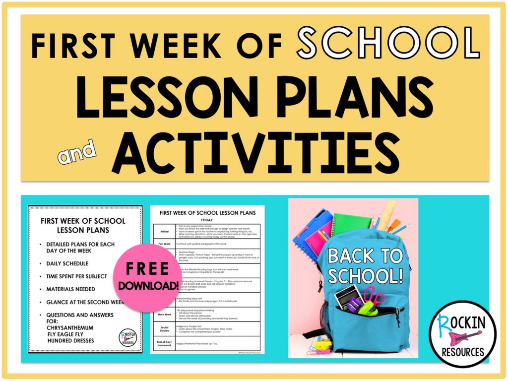 Back to School - First Week of School Lesson Plans and Activities ...