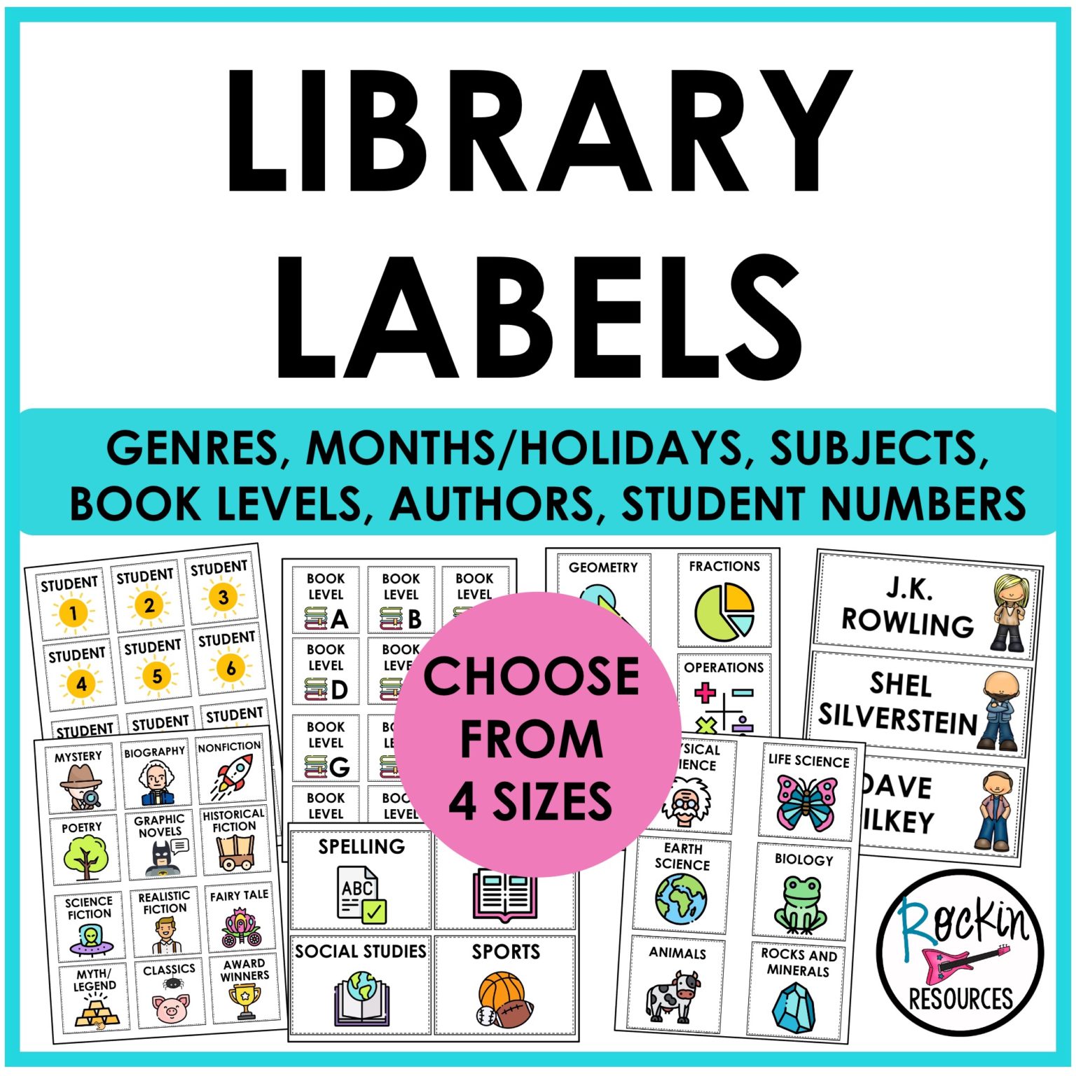 Classroom Library Labels and Calendar Cards - Rockin Resources