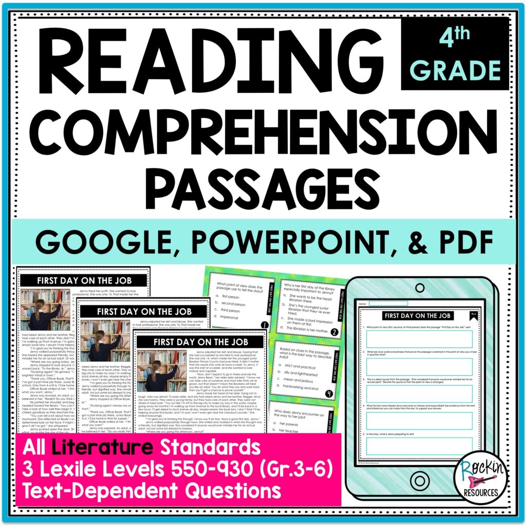 4th Grade Literature Reading Comprehension Passages - Rockin Resources