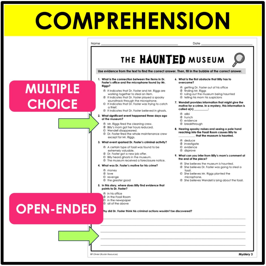 Mystery Passages with Reading Comprehension Questions - Rockin Resources