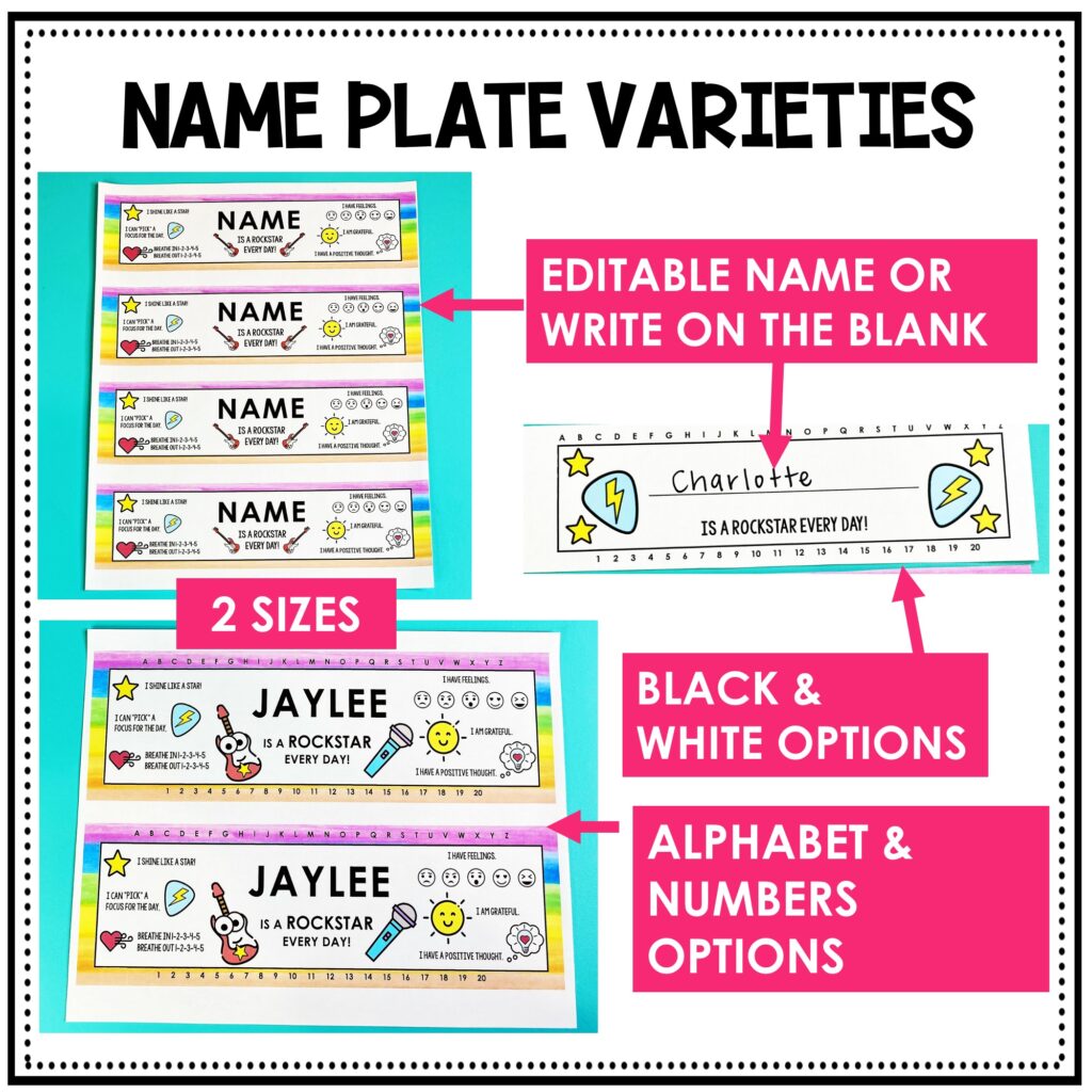 Rockstar Name Plates and Social Emotional Learning Tickets | SEL ...