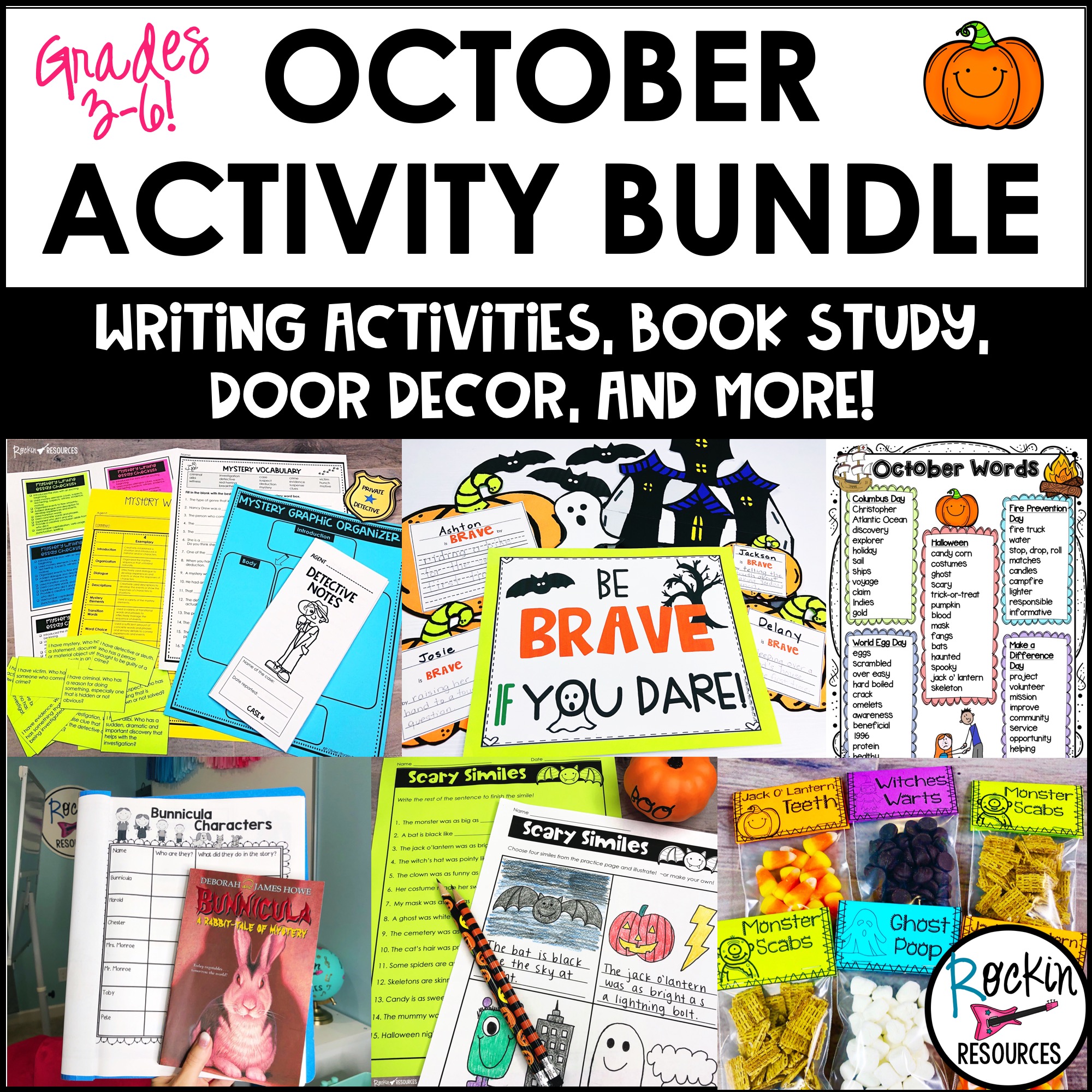 October Activities Bundle for Language Arts - Rockin Resources