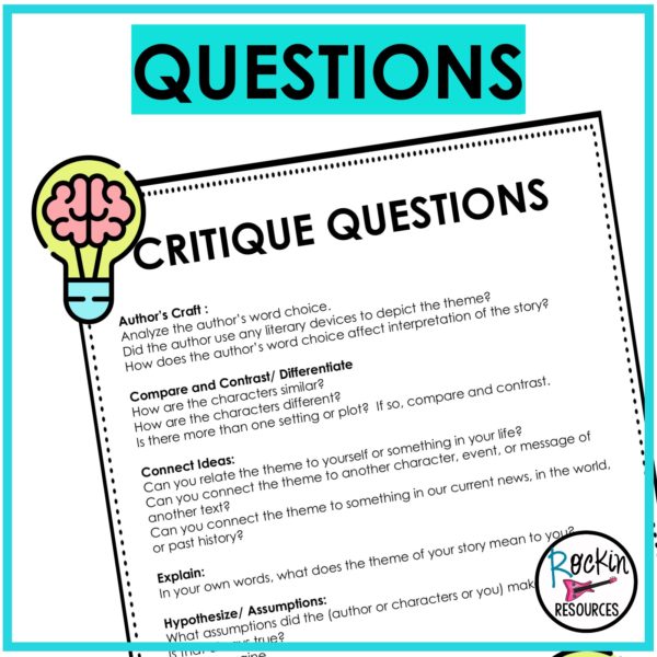 Higher-Level Thinking Lesson Plans and Printables for Any Book - Rockin ...