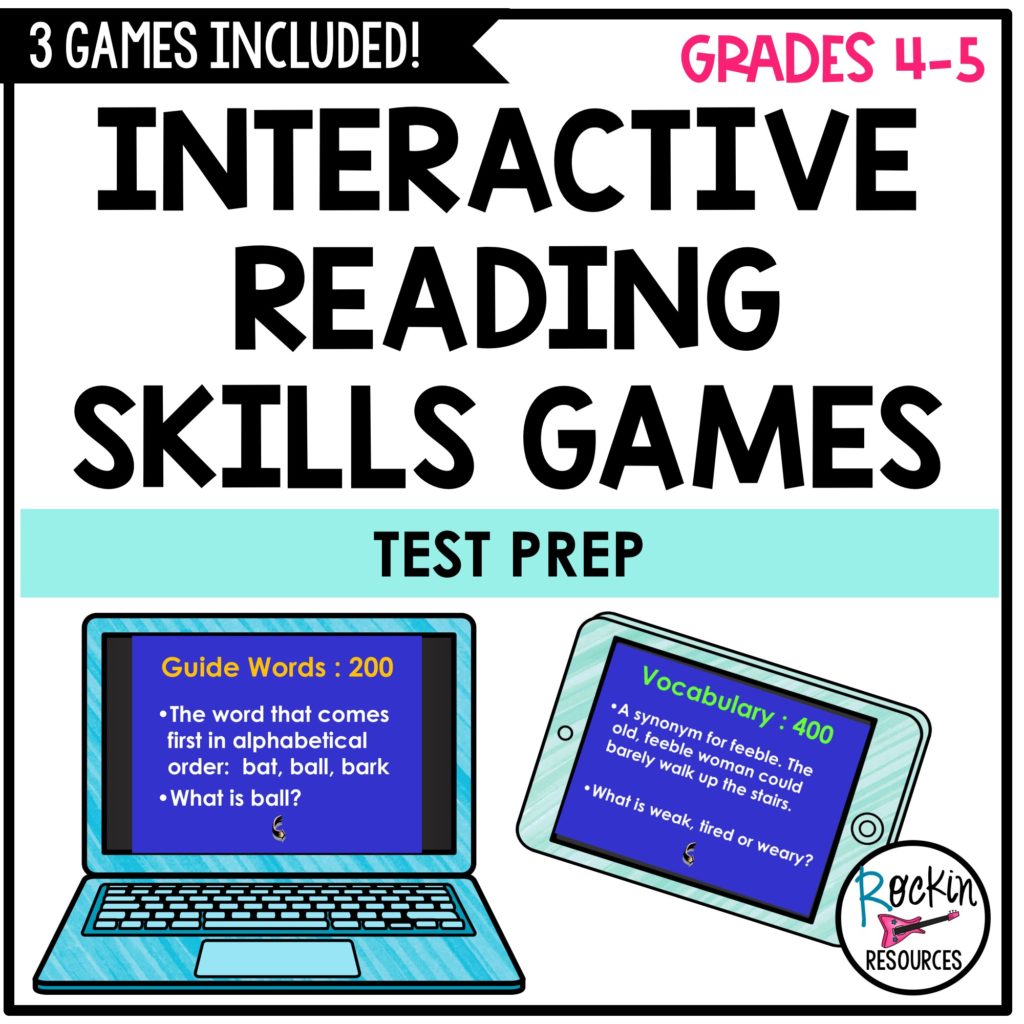 Reading Skills Interactive Review Game- Test Review- Test Prep - Rockin ...