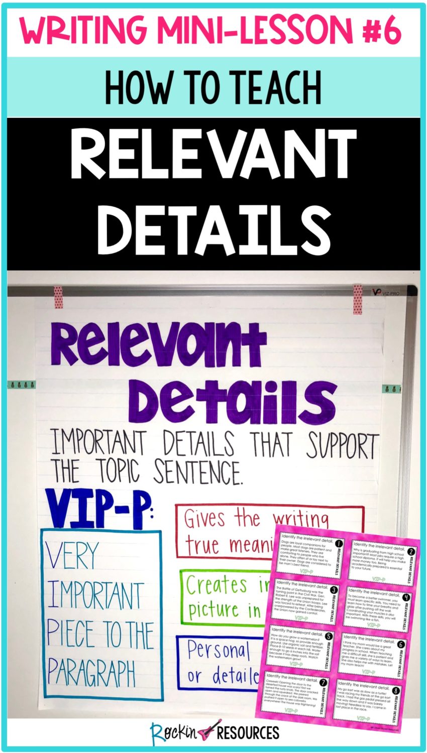 Writing Mini Lesson #6- Relevant Details - Rockin Resources