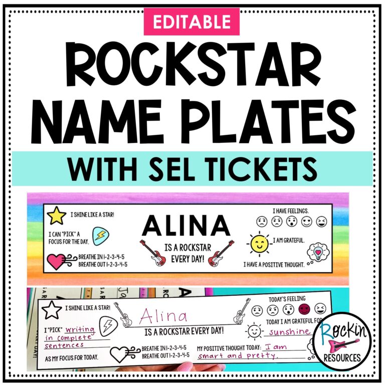 Rockstar Name Plates and Social Emotional Learning Tickets | SEL ...
