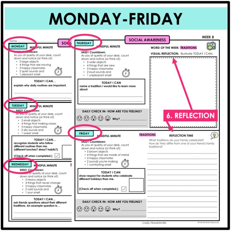 5TH GRADE SOCIAL EMOTIONAL LEARNING JOURNAL WITH CASEL FRAMEWORK ...