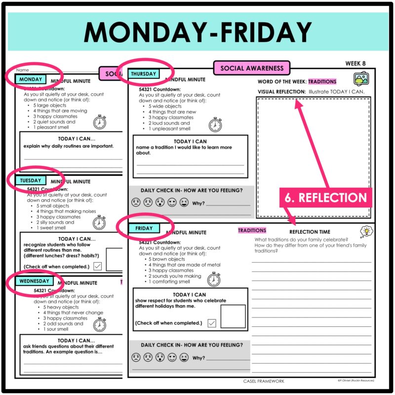 5TH GRADE SOCIAL EMOTIONAL LEARNING JOURNAL WITH CASEL FRAMEWORK ...