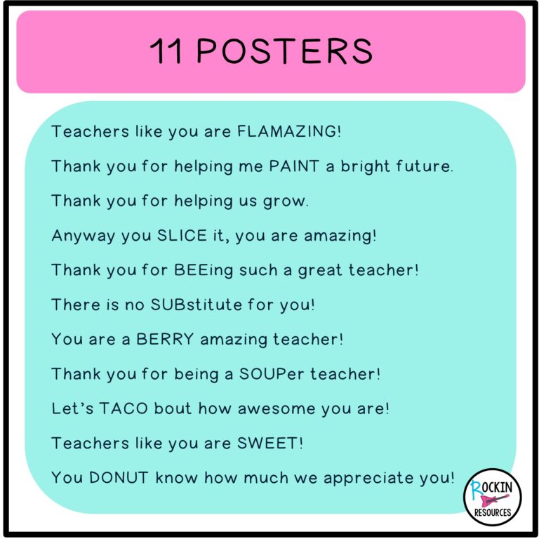 Teacher Appreciation Posters | Fun & Uplifting Faculty Lounge Decor ...