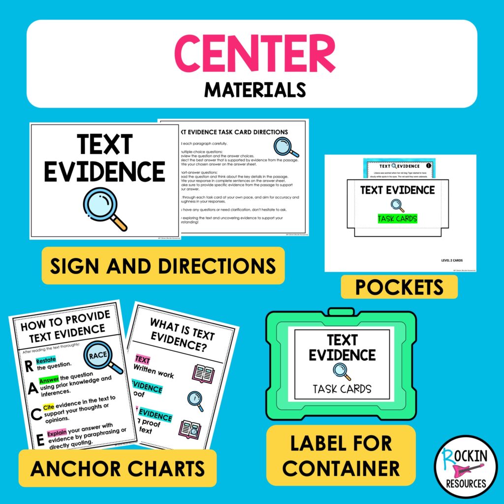 TEXT EVIDENCE TASK CARDS, READING COMPREHENSION, TEST PREP TASK CARDS ...